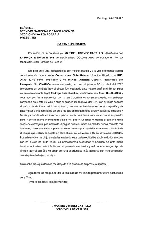 Carta Explicativa Maribel Santiago 0410 SeÑores Servivio Nacional
