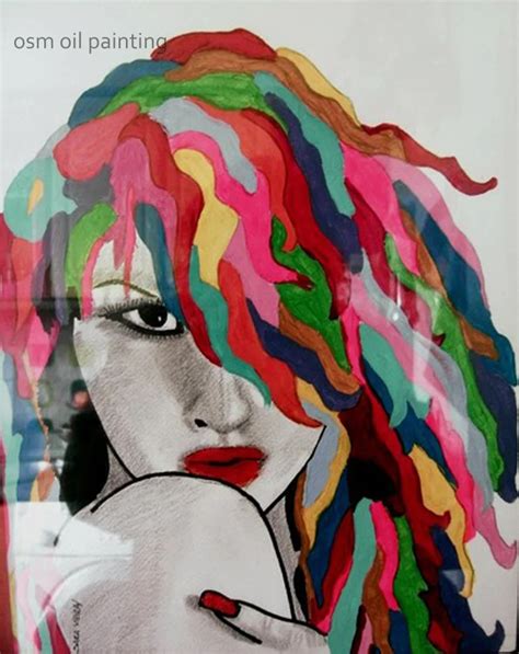 New Style Modern Pictures Handmade Sex Color Hair Cool Girl Oil