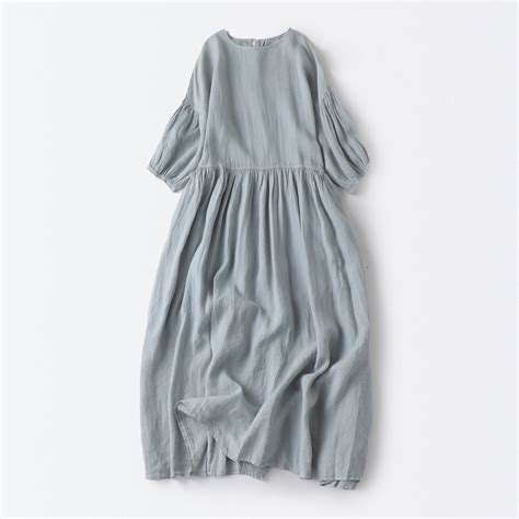 Jngsa 34 Sleeve Dress For Women Cotton Linen Flowy Loose Dress Elegant