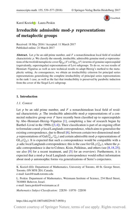Irreducible Admissible Mod P Representations Of Metaplectic Groups