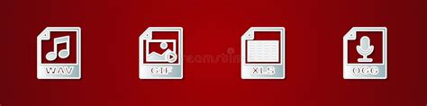 Set WAV File Document GIF XLS And OGG Icon Vector Stock Vector Illustration Of Isolated