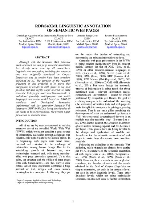 Pdf Rdfsxml Linguistic Annotation Of Semantic Web Pages