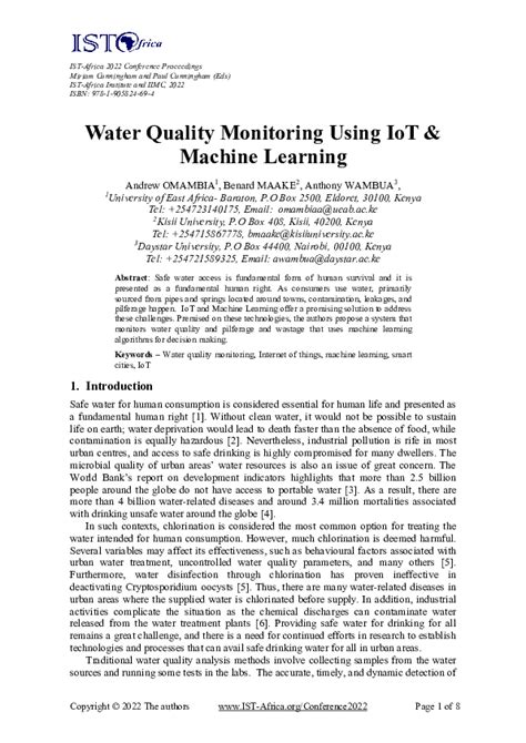 Pdf Water Quality Monitoring Using Iot And Machine Learning