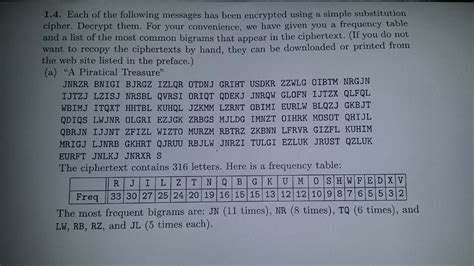 each of the following messages has been encrypted