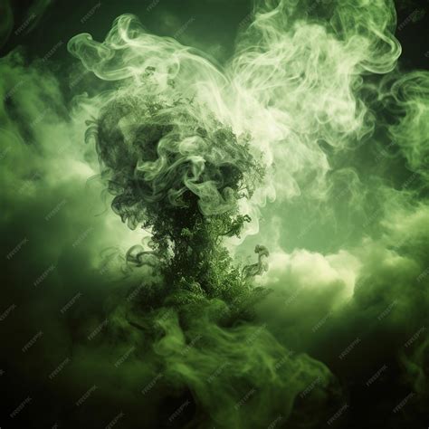 Bad Smell Green Smoke And Poison Clouds Background Premium Ai