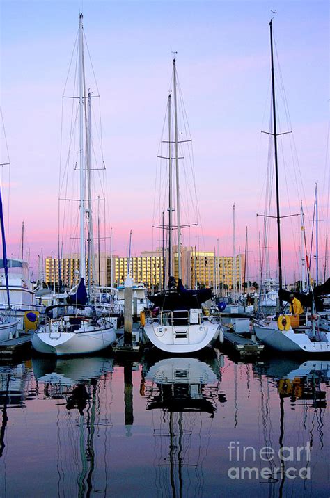 Sailboats All Safe In The Marina And At Their Docks In San Diego