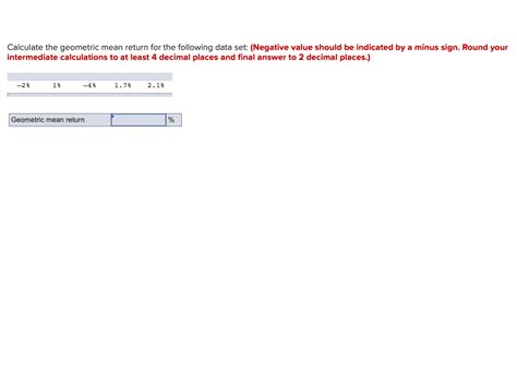 solved calculate the geometric mean return for the following