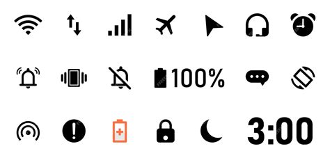 Premium Vector Smartphone Status Bar Icon Set Set Of All Essential Notification Bar Icons Wifi