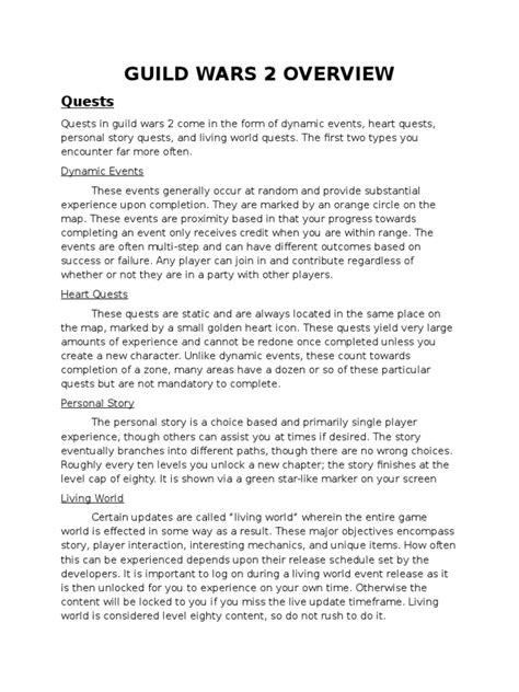 Guild Wars 2 Gameplay Overview Guide Pdf Role Playing Video Games