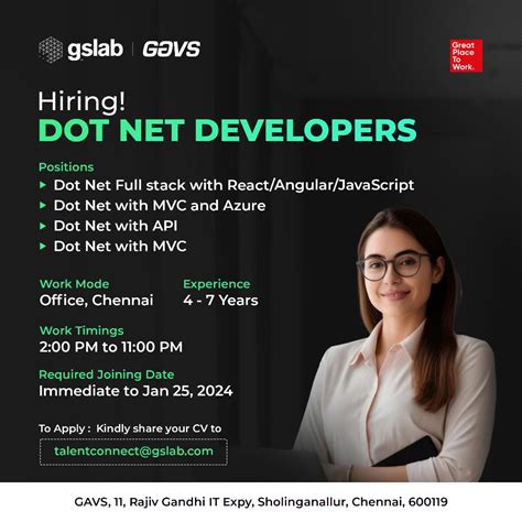Gs Lab On Linkedin Immediatehiring Chennaijobs Dotnet Wfo