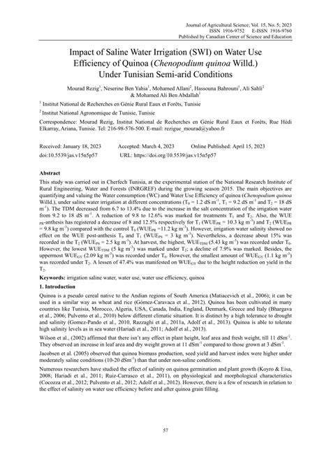 Pdf Impact Of Saline Water Irrigation Swi On Water Use Efficiency