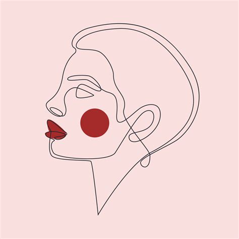 Abstract Poster With Minimal Woman Faceone Line Drawing Style Fashion Concept Woman Beauty