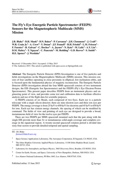 Pdf The Flys Eye Energetic Particle Spectrometer Feeps Sensors For