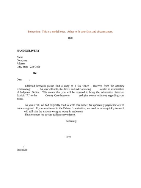 Sample Letter For Debtor Examination Doc Template Pdffiller