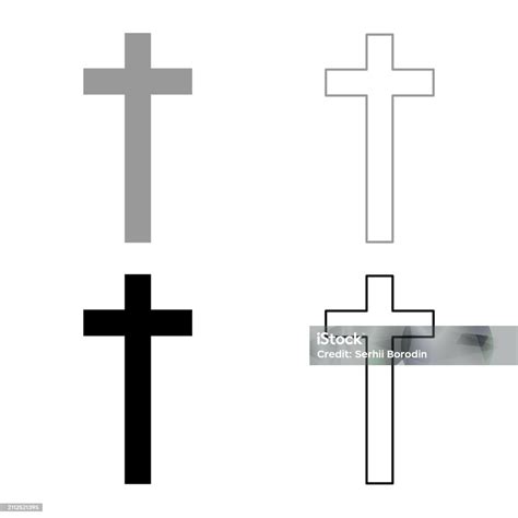 크로스 세트 아이콘 회색 블랙 컬러 벡터 일러스트 레이 션 이미지 솔리드 채우기 윤곽선 윤곽선 얇은 플랫 스타일 0명에 대한