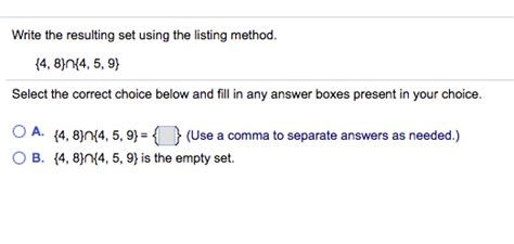 Solved Write The Resulting Set Using The Listing Method 4