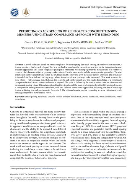 Pdf Predicting Crack Spacing Of Reinforced Concrete Tension Members
