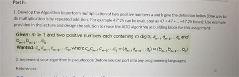 Solved Part Li 1 Develop The Algorithm To Perform
