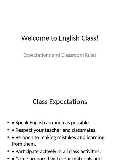 English Class Expectations And Rules Pdf