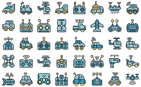 Radio Control Toys Icons Set Vector Flat 13563569 Vector Art At Vecteezy