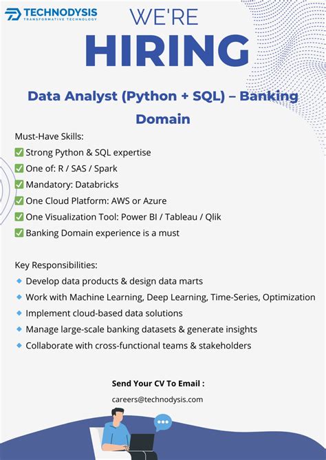 📢 Hiring Data Analyst Python Sql Banking Domain Technodysis