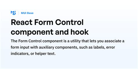 React Form Control Component And Hook Mui Base