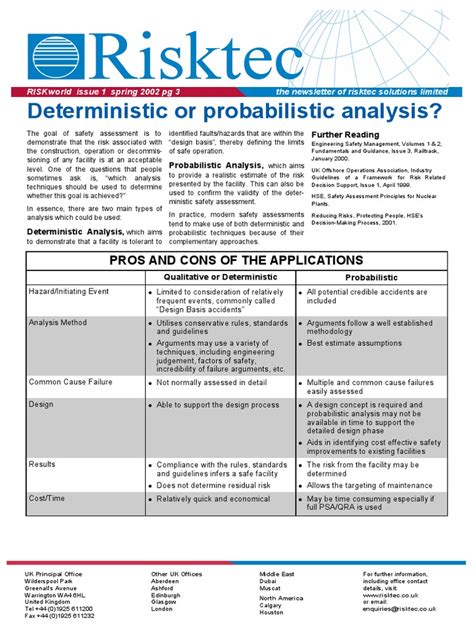 Deterministic Or Probabalistic Analysis Pdf Risk Safety