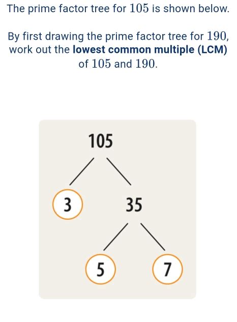 Solved The Prime Factor Tree For 105 Is Shown Below By First Drawing