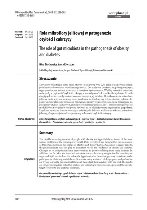 PDF The Role Of Gut Microbiota In The Pathogenesis Of Obesity And Diabetes
