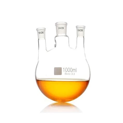 China Straight Shape Glass Flask With Three Necks And Standard Ground Mouth For Lab