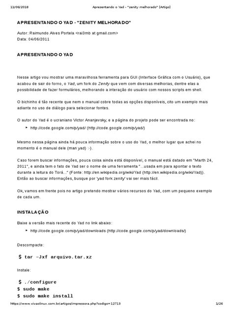 apresentando o yad tutorial viva o linux pdf desenvolvimento de