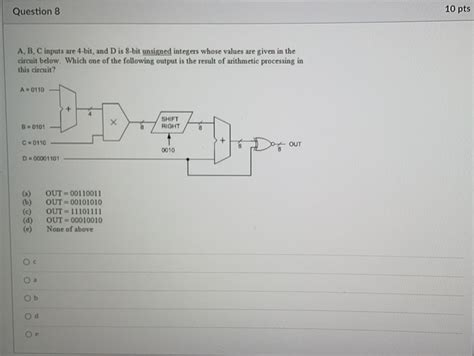 solved question 8 10 pts a b c inputs are 4 bit and d is