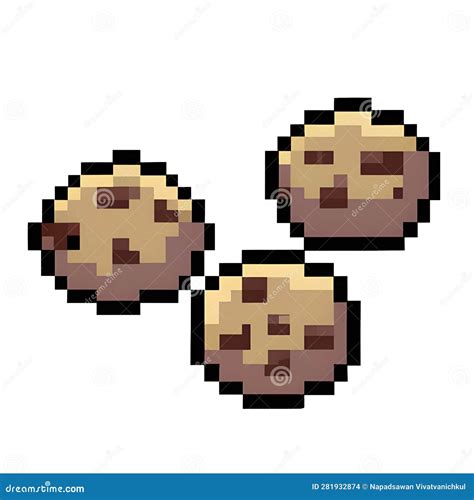 Cookies Pixel Art Pattern Seamless 8 Bit Food Background Pixelated Texture Cartoon Vector