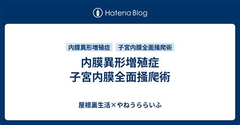 内膜異形増殖症 子宮内膜全面掻爬術 屋根裏生活×やねうららいふ