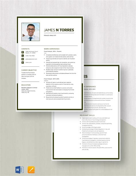Fraud Analyst Resume In Word Pages Download