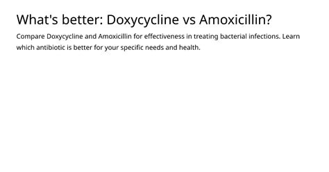 Whats Better Doxycycline Vs Amoxicillin Meds Is