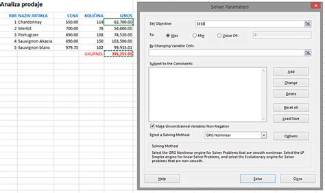 Solver Excel Kitchenette