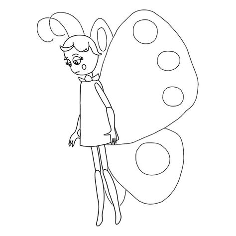 Раскраска Бабочка девочка расстроена распечатать или скачать