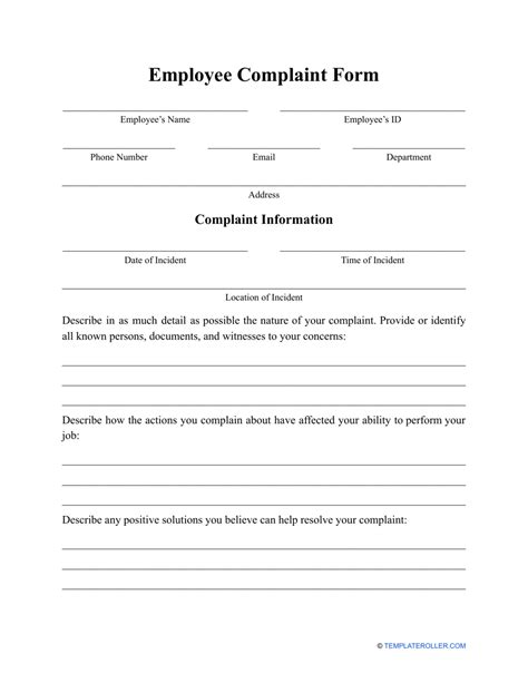 Employee Complaint Form Fill Out Sign Online And Download Pdf