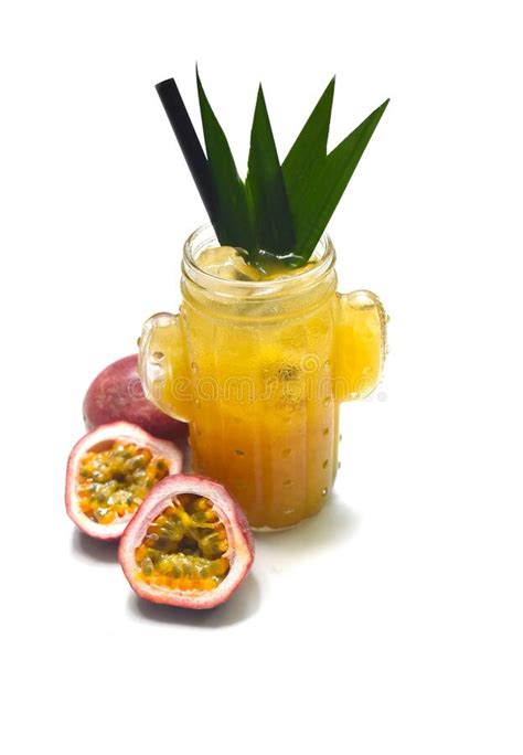 Passion Fruit Tea On A White Background Closeup Stock Image Image Of