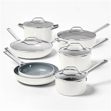 12 Nonstick Ceramic Coated Aluminum Fry Pan With Cover Cream Figmint