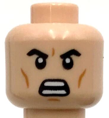 Lego New Light Nougat Minifigure Head Dual Sided Frown Left Eyebrow