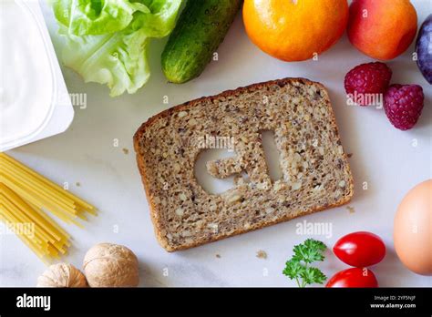 Slice Of Whole Grain Bread With Symbol Gi Cut Out Products With Low Glycemic Index Creative