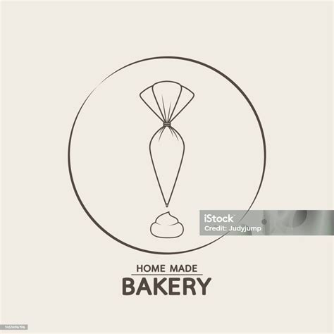 베이커리 로고 파이핑 크림 케이크 로고 디자인 실리콘 파이핑 크림 케이크 낙서 기호 가방에 대한 스톡 벡터 아트 및 기타 이미지 가방 거품 내기 관 튜브 Istock
