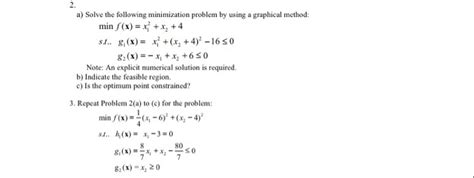 Solved 2 A Solve The Following Minimization Problem By