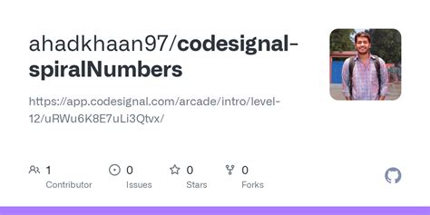 GitHub Ahadkhaan97 Codesignal SpiralNumbers Https App Codesignal