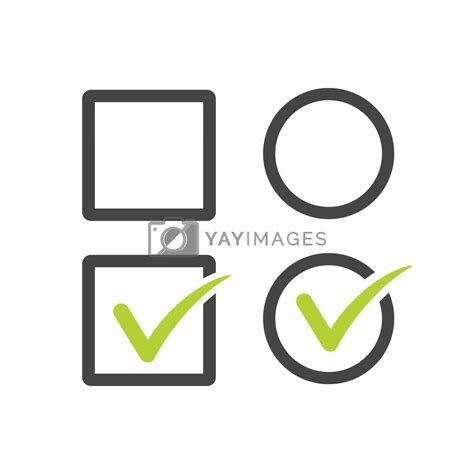 Check Uncheck Square And Round Checkbox Set With Blank And Checked