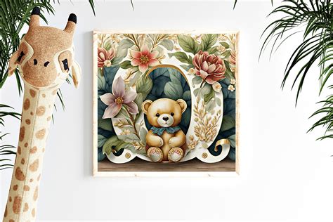 Teddy Bear Floral Letter O Graphic By Artmix Creative Fabrica
