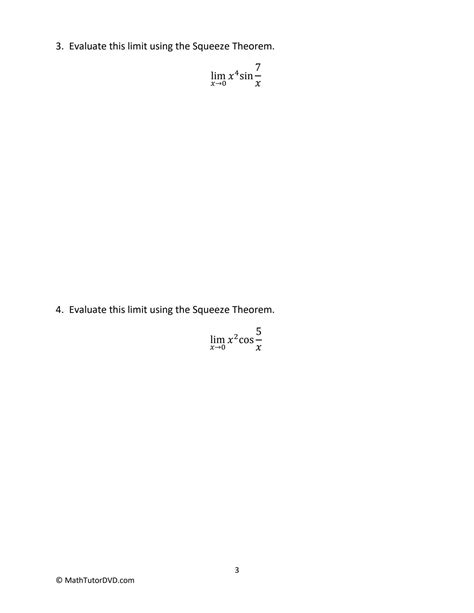 Solution Calculus 1 Limits Worksheet 10 The Squeezing Theorem Studypool