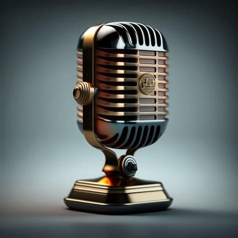 Premium Ai Image Vintage Microphone Closeup Illustration Generated
